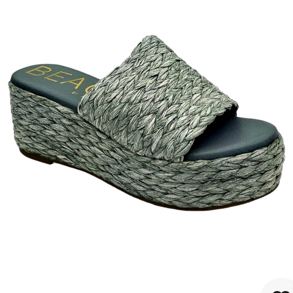 Beach By Matisse | Shoes | Beach Woven Platform Mules Black And Gray ...